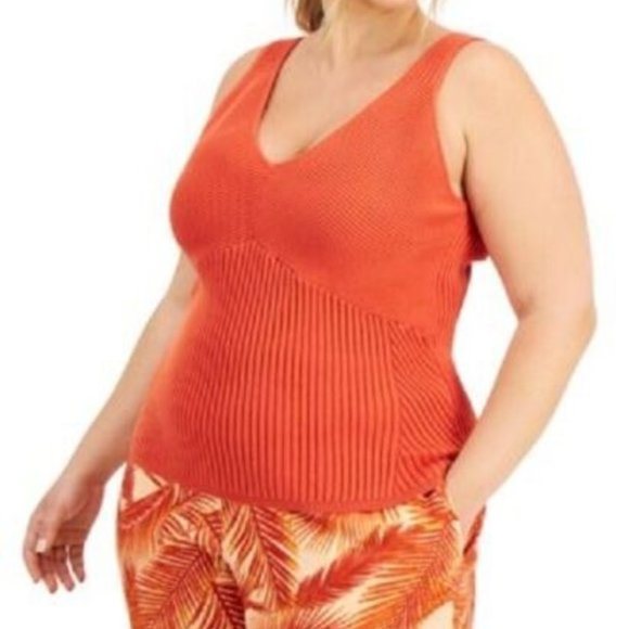 INC International Concepts | Tops | Plus Size Summer Fig Orange Ribbed ...